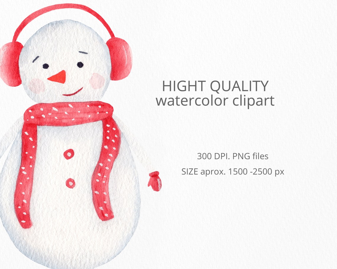 Christmas Watercolor Clipart Mail for Santa Claus Snowman - Etsy