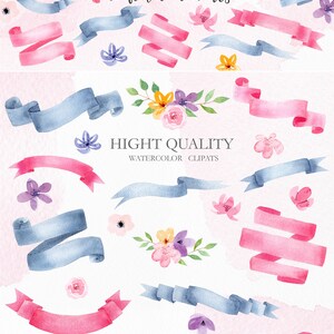 Watercolor Banners Clipart Set, 73 Ribbons Clipart, Colored Banners ...