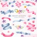 Watercolor Banners Clipart Set, 73 Ribbons Clipart, Colored Banners ...