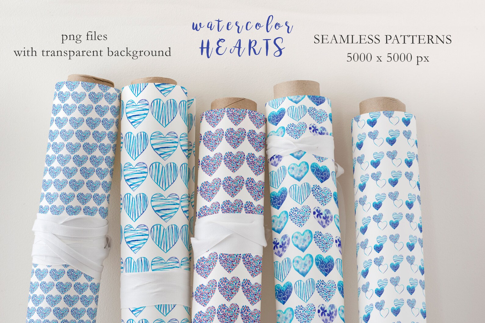 Watercolor Blue Hearts Digital Paper . Romantic Watercolor - Etsy
