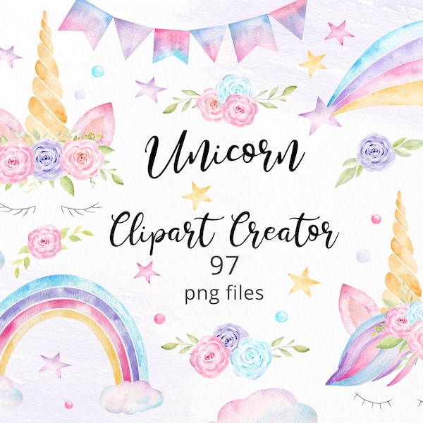 Unicorn Clip Art - Etsy