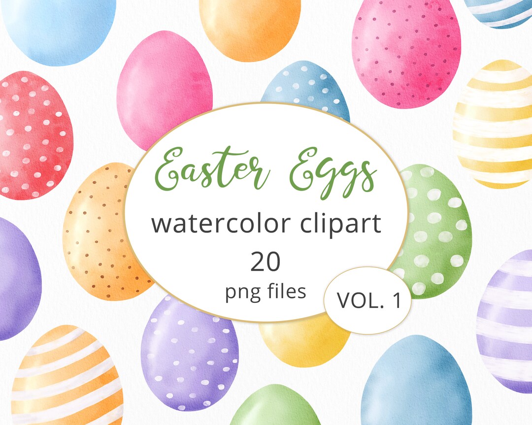 Easter Eggs Watercolor Clipart, Spring Clipart, Paster Color Eggs Clip ...