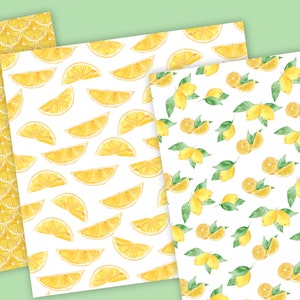 Watercolor Lemon Seamless Patterns . Set of 15 Lemon Digital Paper ...