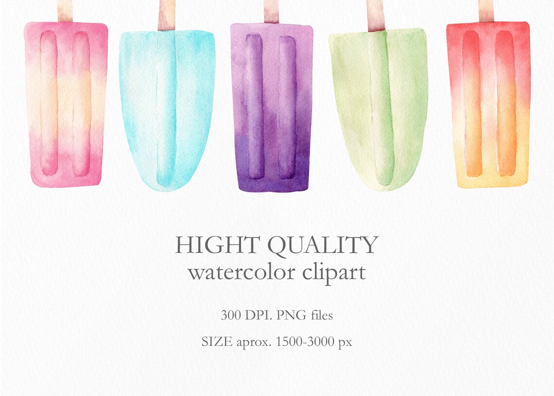 Watercolor Popsicle Clip Art Summer Clipart Ice Cream Clip - Etsy