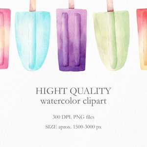 Watercolor Popsicle Clip Art, Summer Clipart, Ice Cream Clip Art, Beach ...