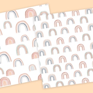 Watercolor Neutral Rainbow Clipart & Digital Paper Set, Hand Painted ...