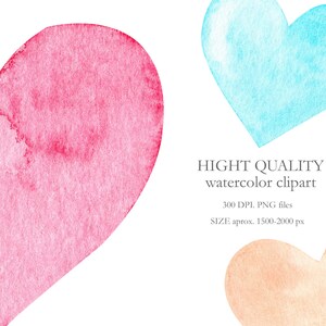 Heart Watercolor Clipart. Rainbow Wedding Clip Art Illustration ...