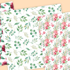 Burgundy Wedding Digital Paper. Scrapbook Backgrounds, Marsala Seamless ...