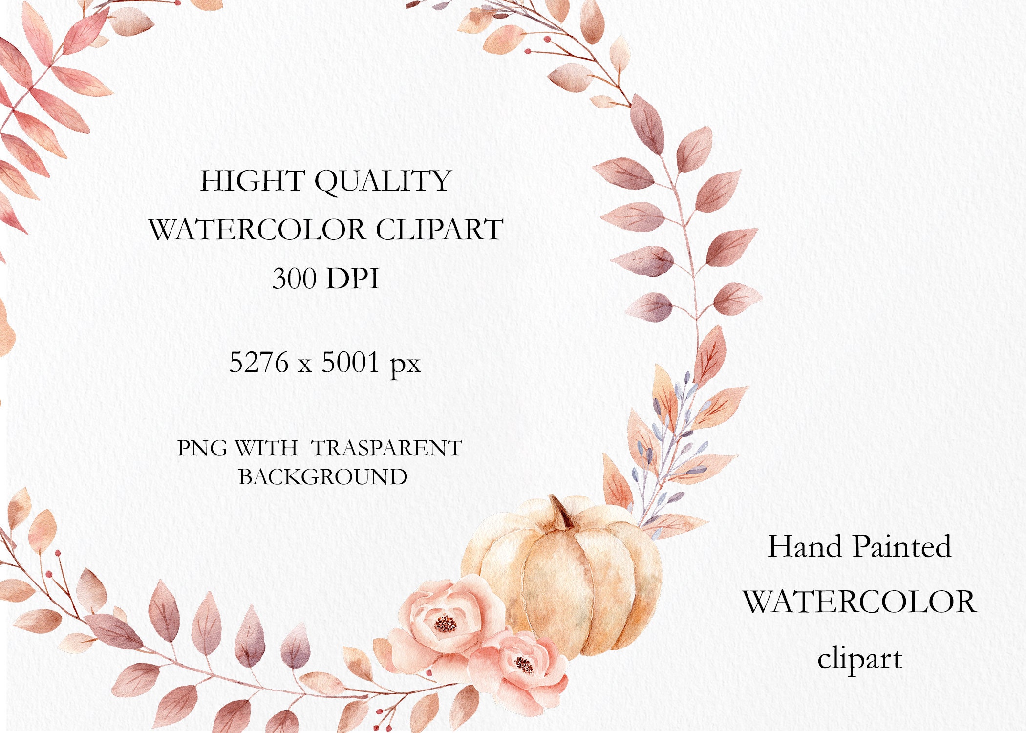 Autumn Wreath Watercolor Clipart Thanksgiving Wreath Fall - Etsy