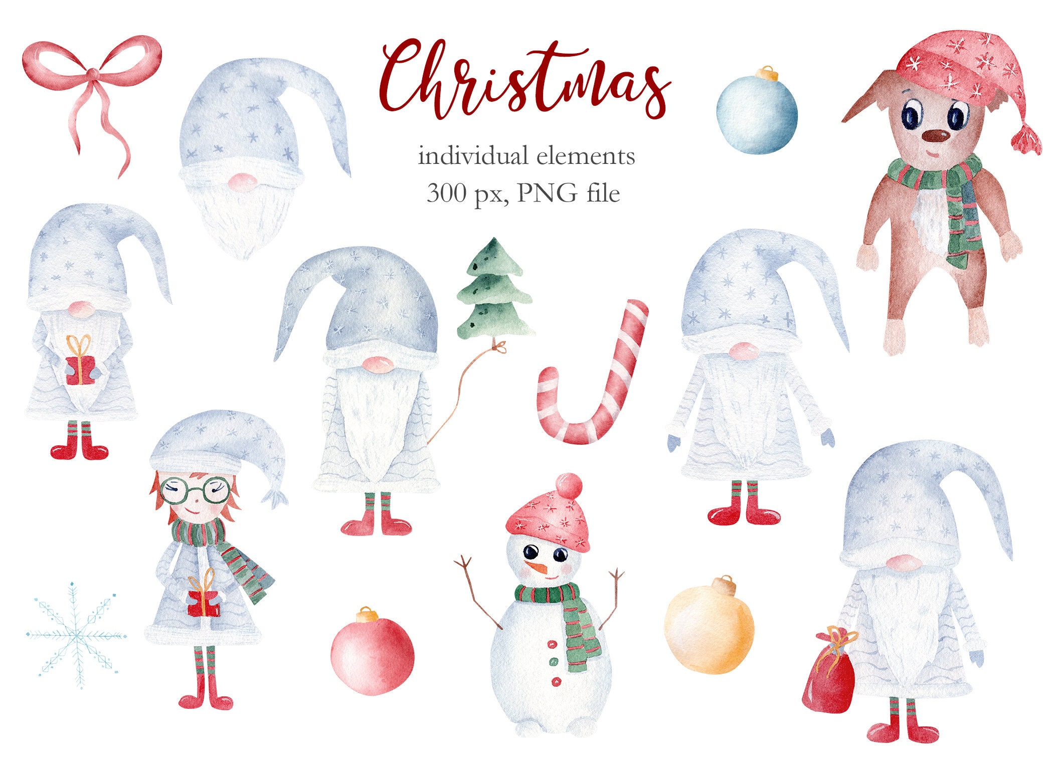 Christmas PNG Watercolor Clipart Set 32 Holiday Clipart - Etsy