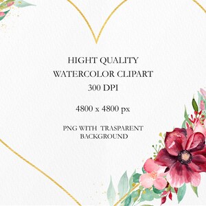 Valentine Watercolor Heart Wreath Clipart, Valentines Day Floral Golden ...