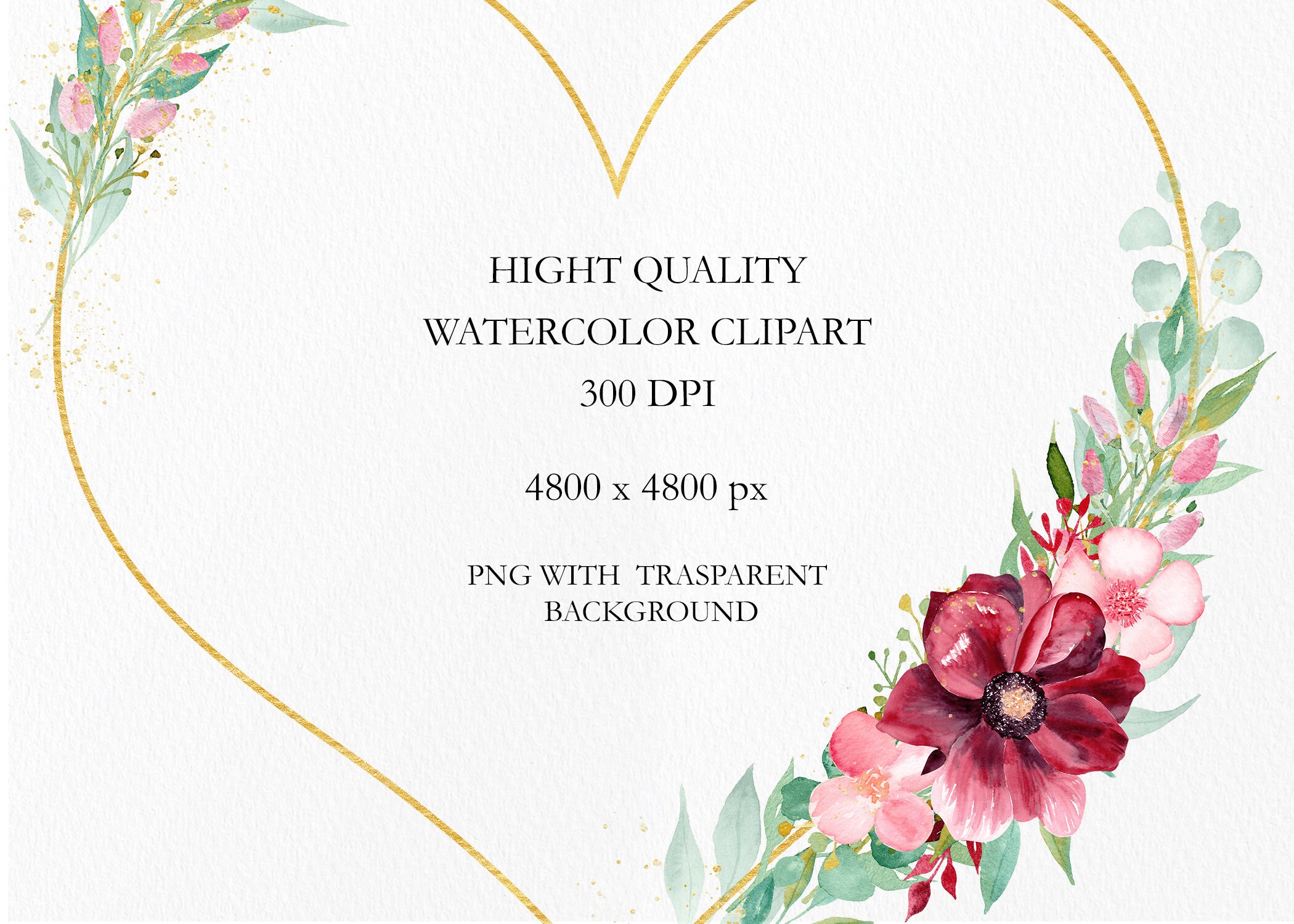 Valentine Watercolor Heart Wreath Clipart Valentines Day - Etsy