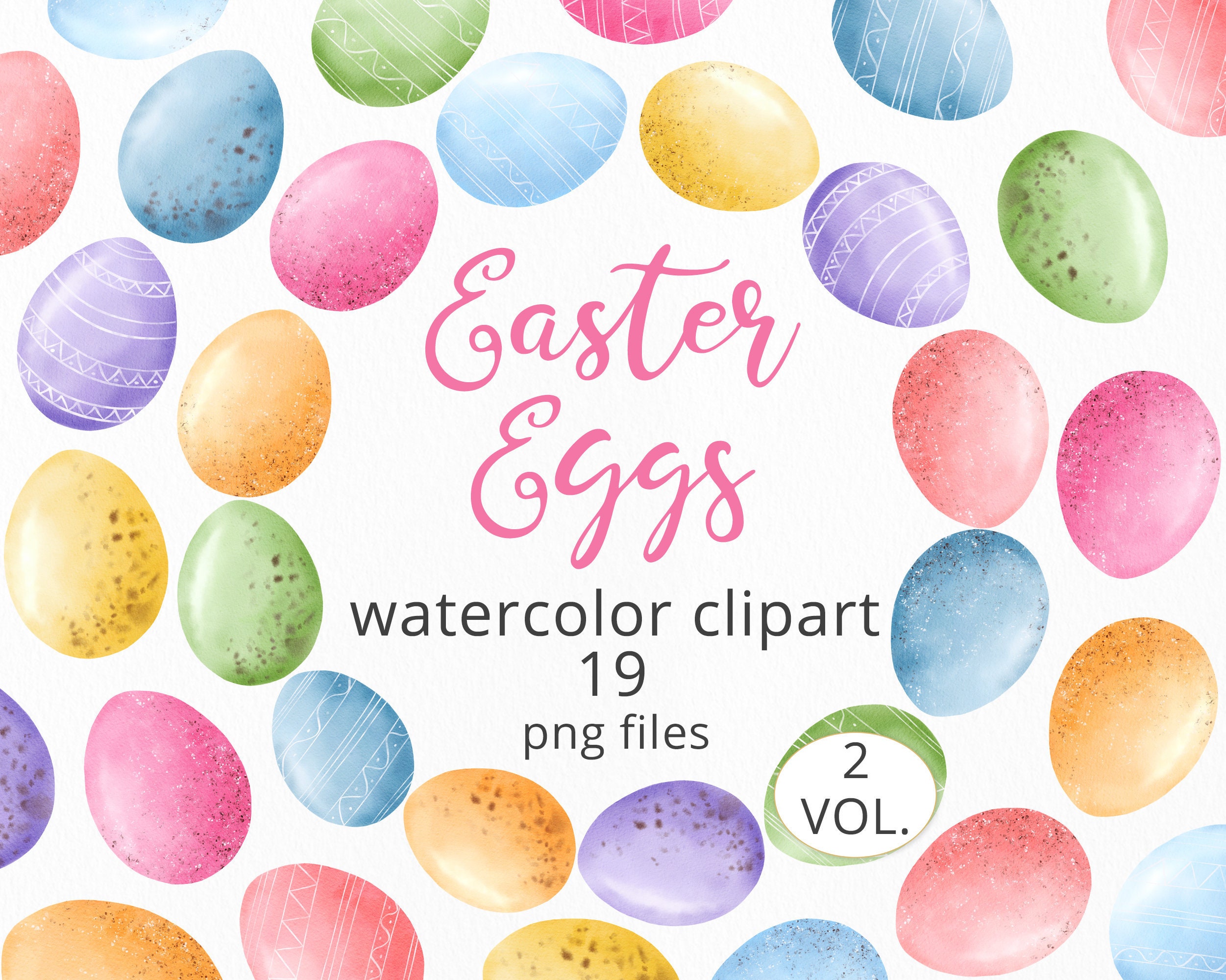 Spring Eggs Watercolor Clipart, Handpainted Easter Eggs Clip Art ...
