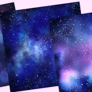 Galaxy Digital Paper, Watercolor Galaxy Wallpaper, Celestial Watercolor ...