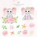 Watercolor Baby Elephant Clipart. Cute Pink Little Girl Woodland ...