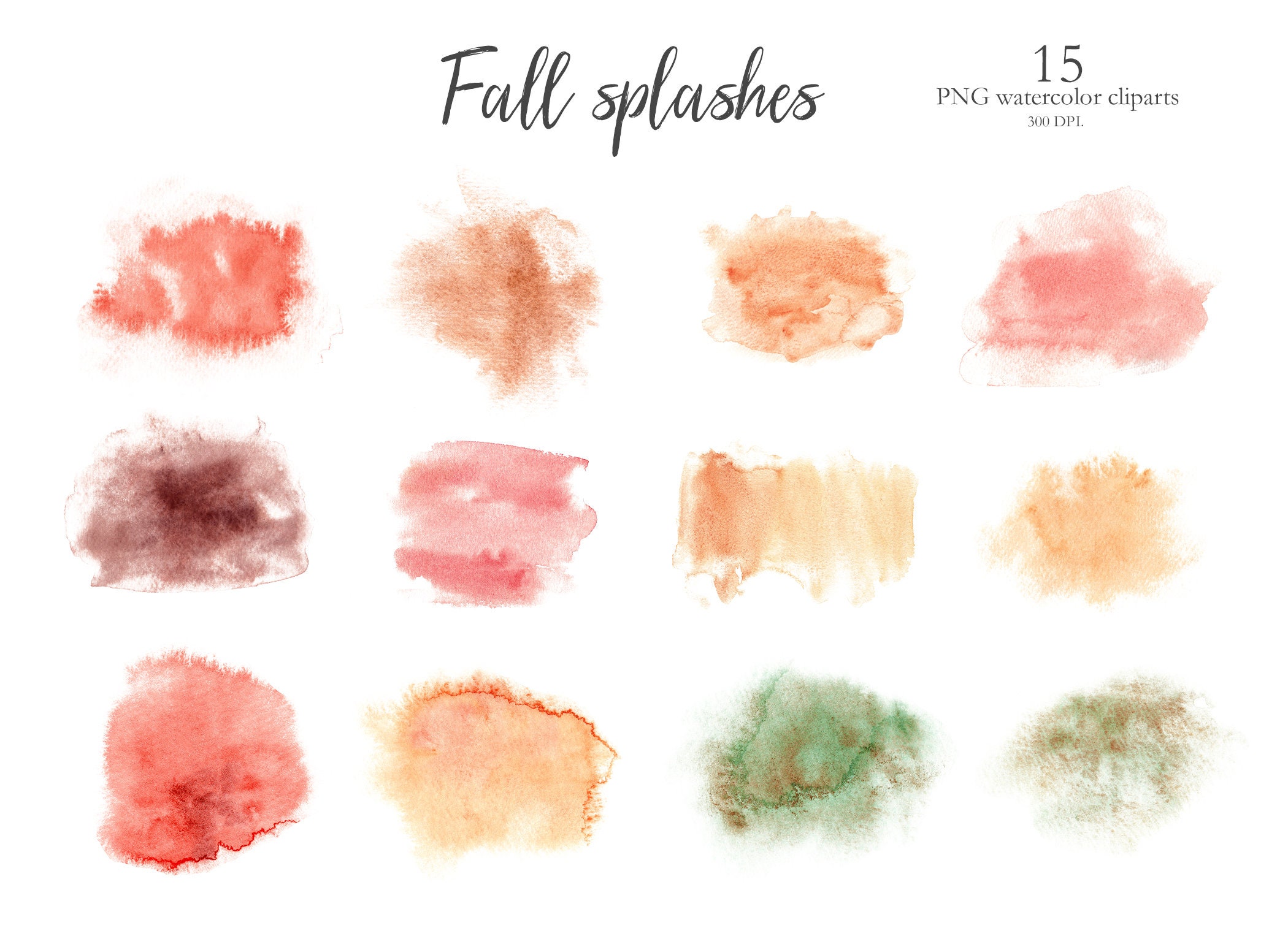 Fall Watercolor Splashes Fall Clipart Watercolor Brush | Etsy