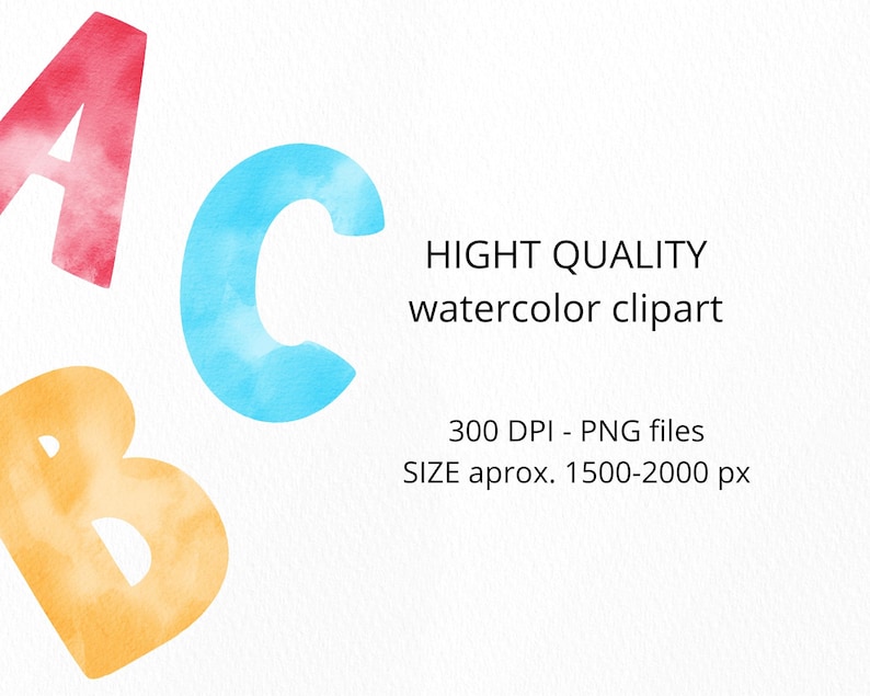 Watercolor Aphabet Clipart, Watercolor Letters, Hand Drawn Aphabet ...