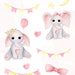 Watercolor Baby Elephant Clipart. Cute Pink Little Girl Woodland ...