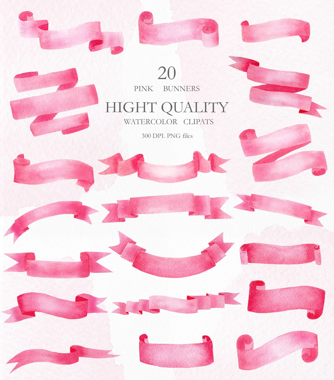 Watercolor Banners Clipart Set 73 Ribbons Clipart Colored | Etsy