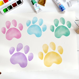 Paw Print Watercolor Clipart, Paw Prints Clip Art Set, Dog Paw Print ...