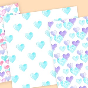 Valentine Watercolor Hearts Digital Paper Pack, 15 Seamless Heart ...
