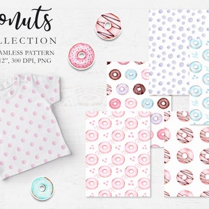 Donut Digital Paper, Watercolor Donuts Paper Pack, Donut Birthday ...