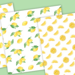 Watercolor Lemon Seamless Patterns . Set of 15 Lemon Digital Paper ...