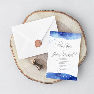 Watercolor Navy Blue Galaxy Digital Paper, Starry Sky Watercolor ...