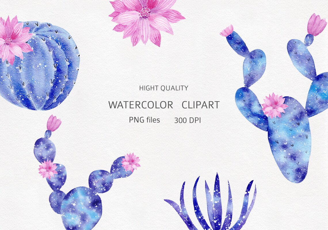 Watercolor Cactus Clipart Set Hand Painted Botanical Clipa - Etsy