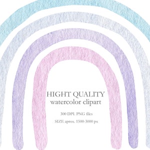 Watercolor Pastel Rainbow Clipart Hand Painted in Trendy Colors. Baby ...