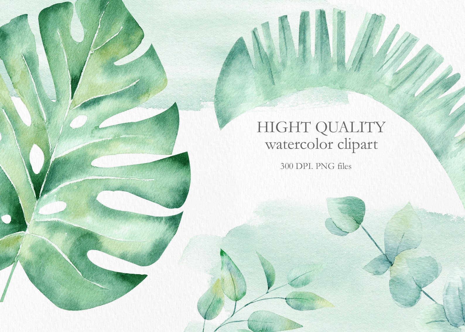 Tropical Leaves Watercolor Clipart. Watercolor Monstera Clip - Etsy