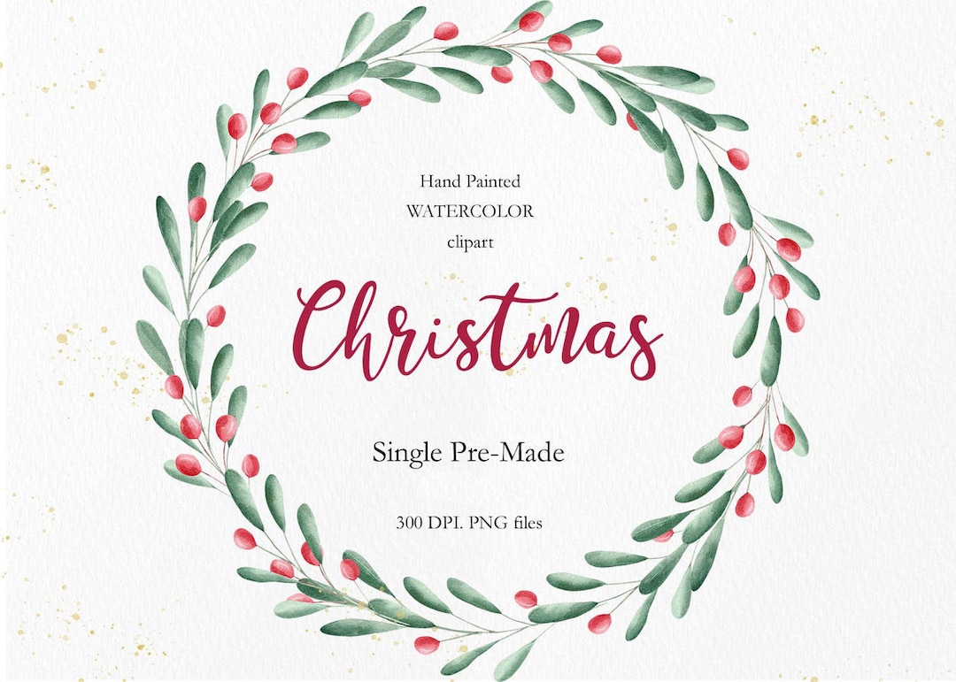 Christmas Wreath Watercolor Clipart, Holiday Wreath Christmas PNG ...