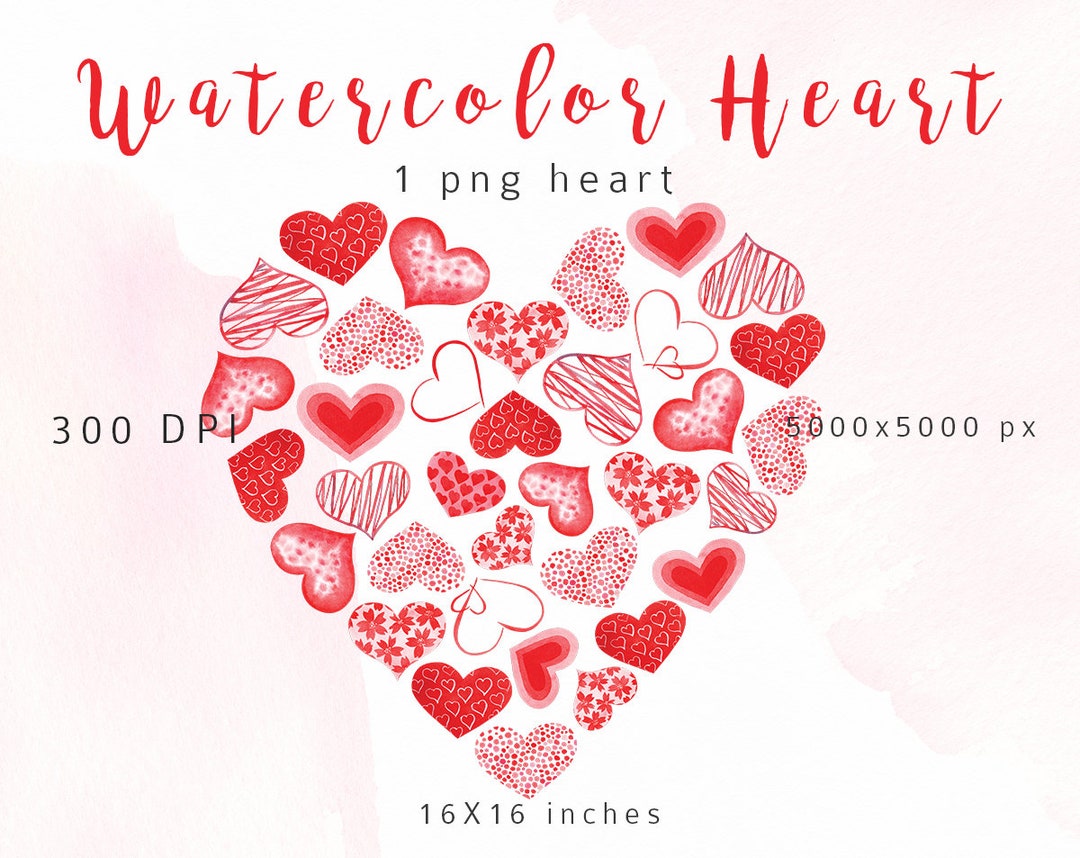 Watercolor Red Heart Clipart, San Valentine Watercolor Heart, Botanical ...