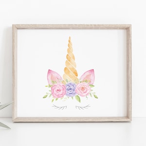 Unicorn Clipart, Unicorn Birthday Watercolor Clipart, Unicorn PNG Cute ...