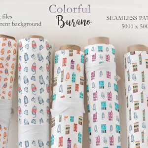 Watercolor Cats and Houses Digital Paper . Cute Cats and Burano Houses ...
