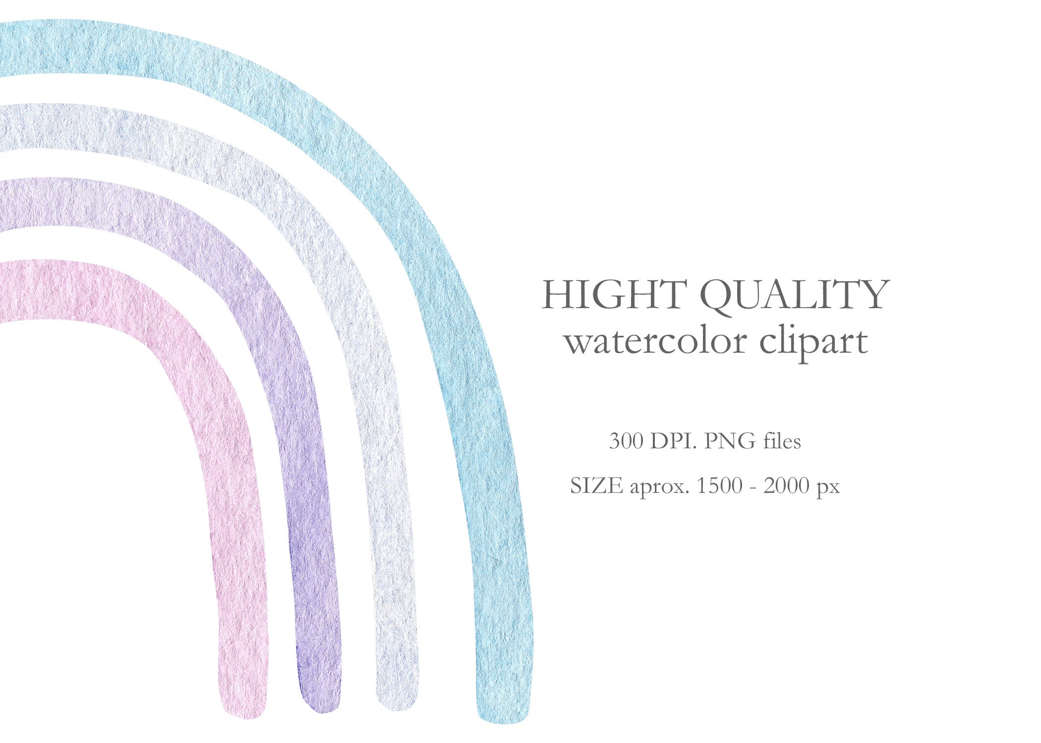 Rainbow Watercolor Clipart & Digital Paper Set. Hand Painted | Etsy
