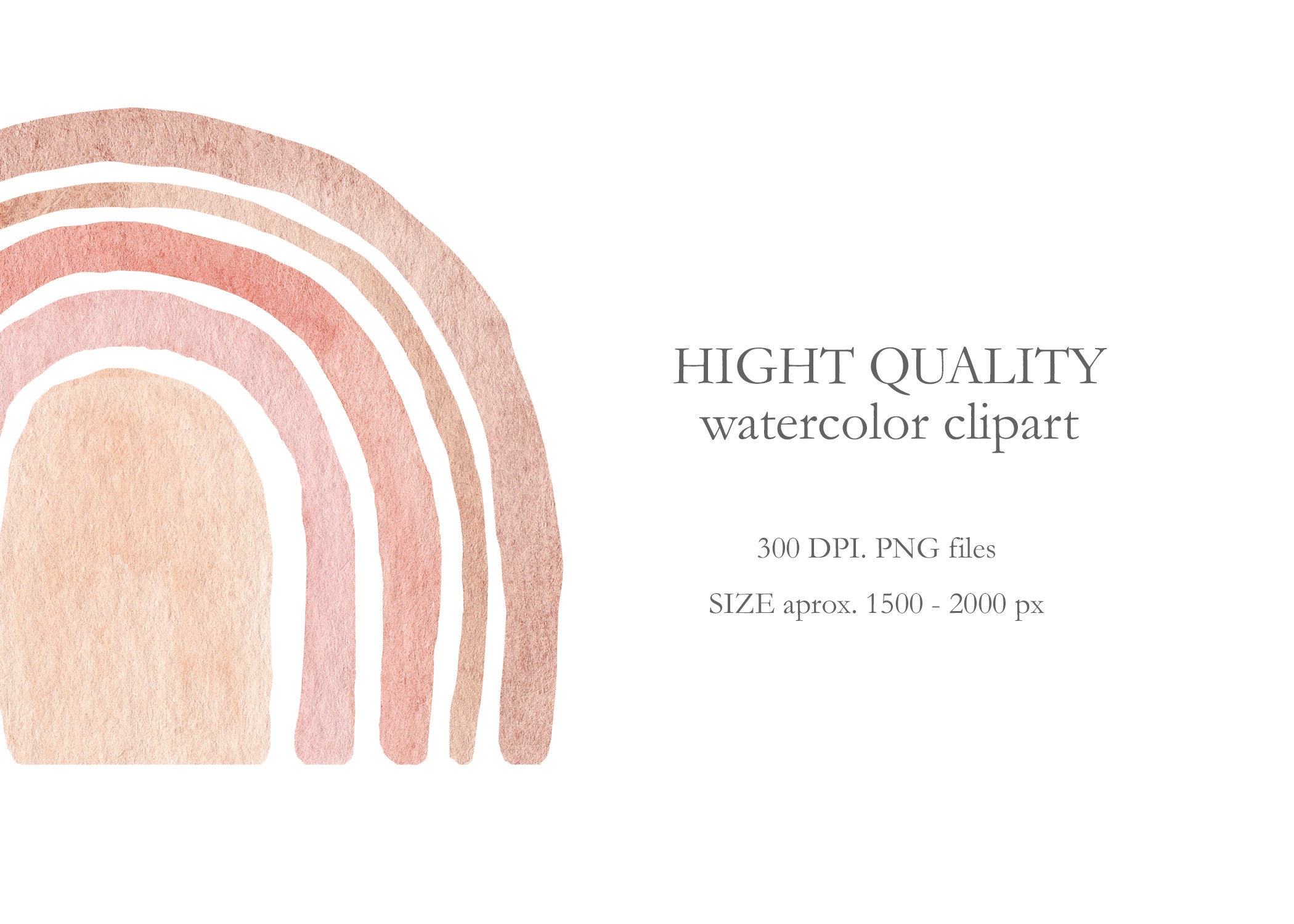 Watercolor Neutral Rainbow Clipart & Digital Paper Set Hand - Etsy