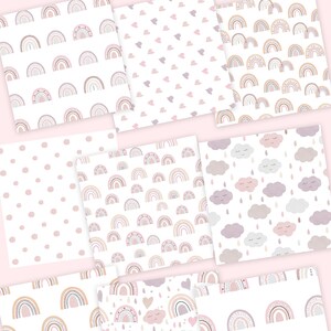 Boho Rainbow Watercolor Digital Paper, Nursery Wall Art, Rainbow ...
