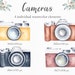 Watercolor Floral Vintage Camera Clipart, Hand Painted Polaroid Retro ...
