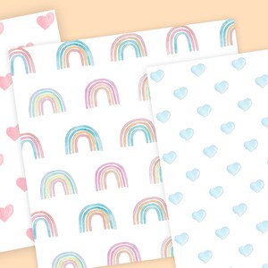 Watercolor Pastel Rainbow Digital Paper, Rainbow Baby Shower Pattern ...