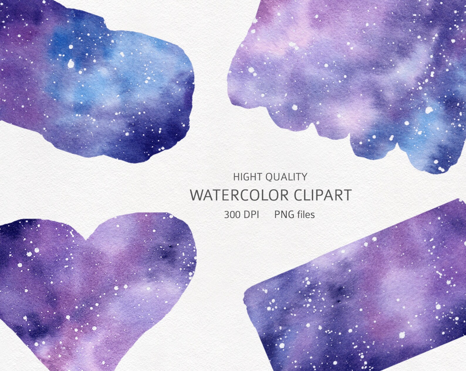 Purple Galaxy Watercolor Splash Clipart. Digital Files. Hand - Etsy