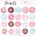 Watercolor Donuts Clipart, Sweet Bakery Food Clipart, Donut Birthday ...
