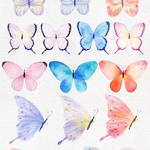 Watercolor Butterfly Clipart. 24 Separate Png Element, DIY Cliparts for ...