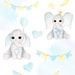 Watercolor Elephant Clipart. Baby Boy Elephant and Flower, Decor Clip ...