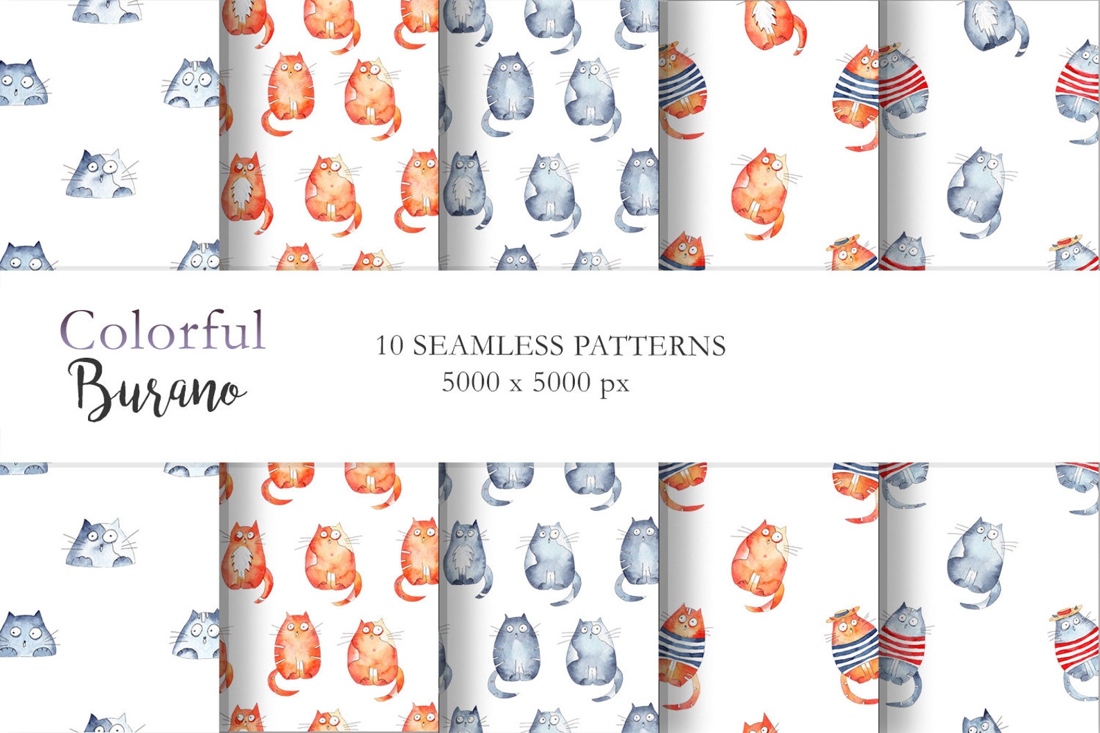 Watercolor Cats Digital Paper . Cute Cats Seamless Pattern - Etsy