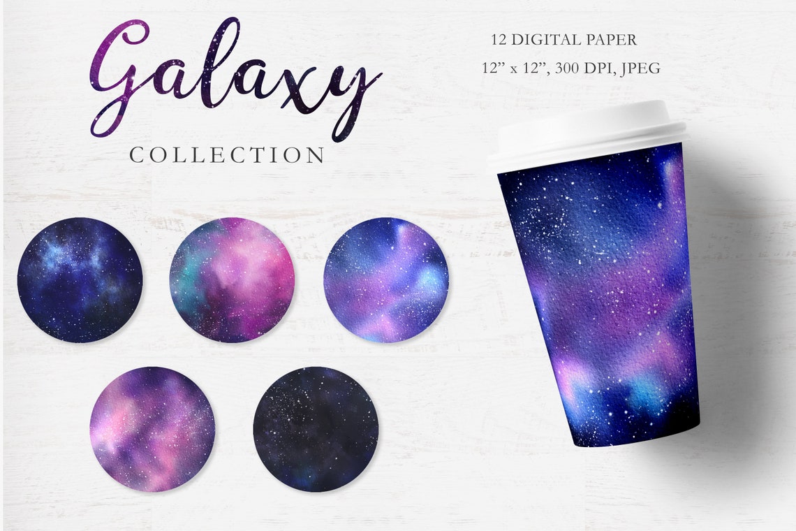 Galaxy Digital Paper Watercolor Galaxy Wallpaper Celestial | Etsy