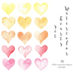 Heart Watercolor Clipart. Rainbow Wedding Clip Art Illustration ...