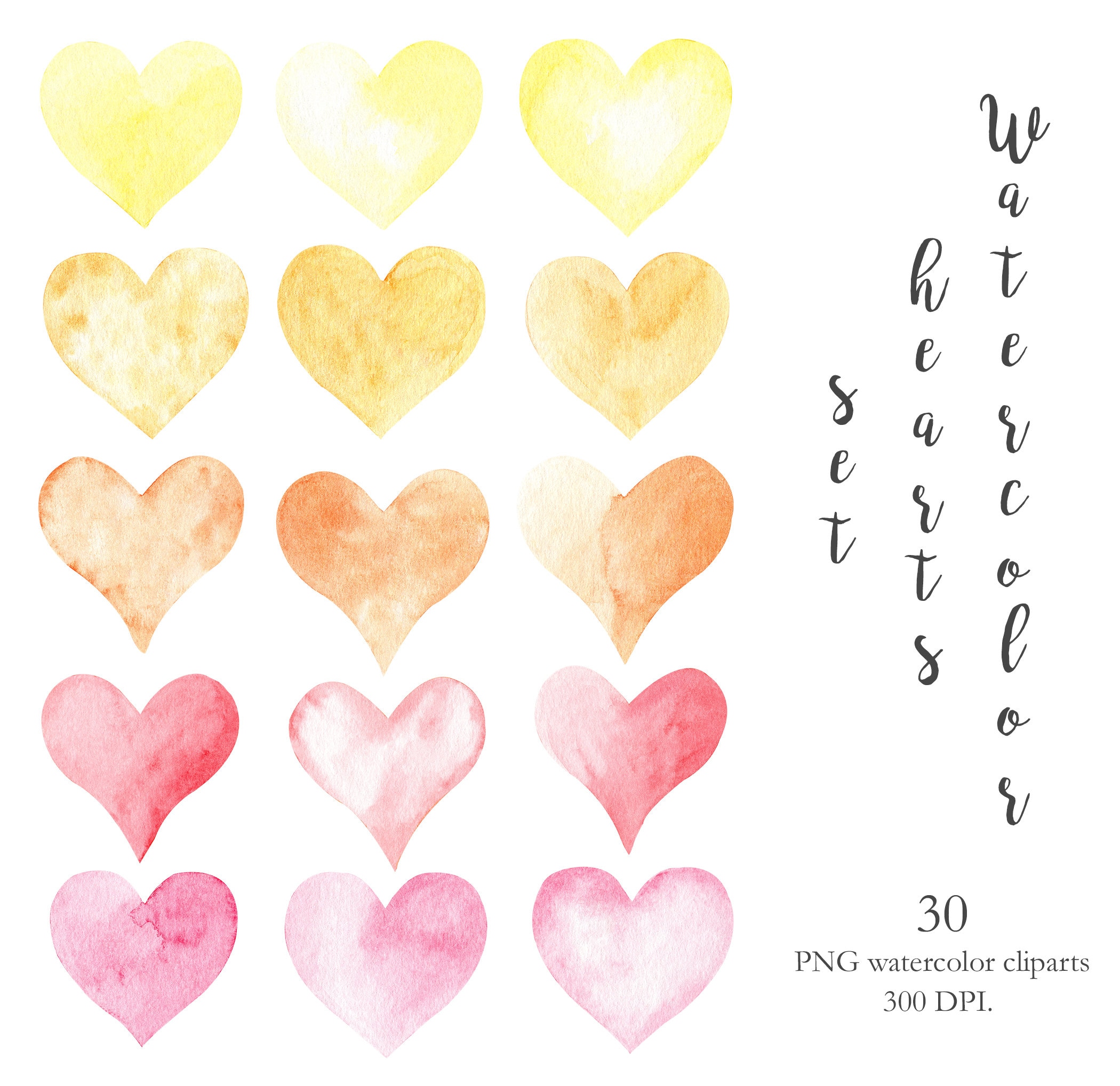 Heart Watercolor Clipart. Rainbow Wedding Clip Art - Etsy