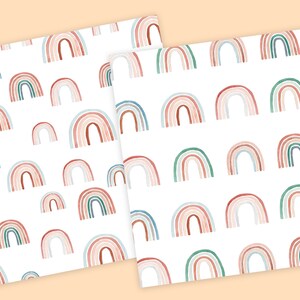 Rainbow Watercolor Clipart & Digital Paper Pack. Neutral Color Rainbows ...