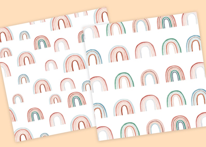 Rainbow Watercolor Clipart & Digital Paper Pack. Neutral Color Rainbows ...